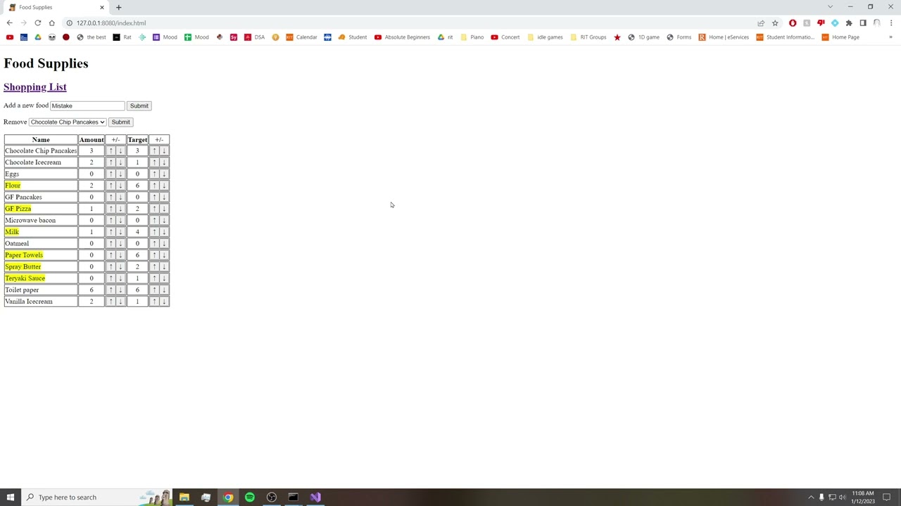 Database Project - Food supplies
