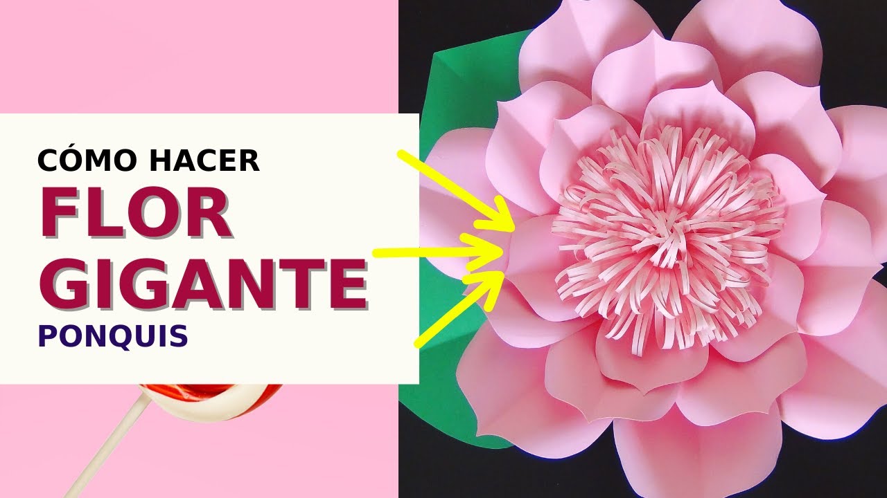 Aprende hacer una flor de papel Gigante Moldes GRATIS para imprimir en pdf decoraciones fácil de hac