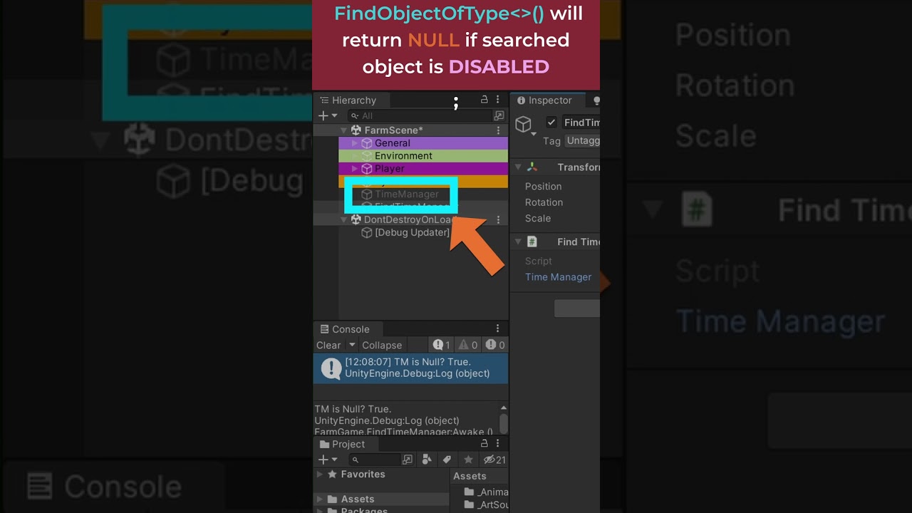 Unity FindObjectOfType - Why do I get NULL?