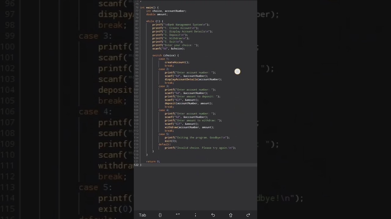 How to make a Bank Management System using C program #coding #programming #developer #shorts #short