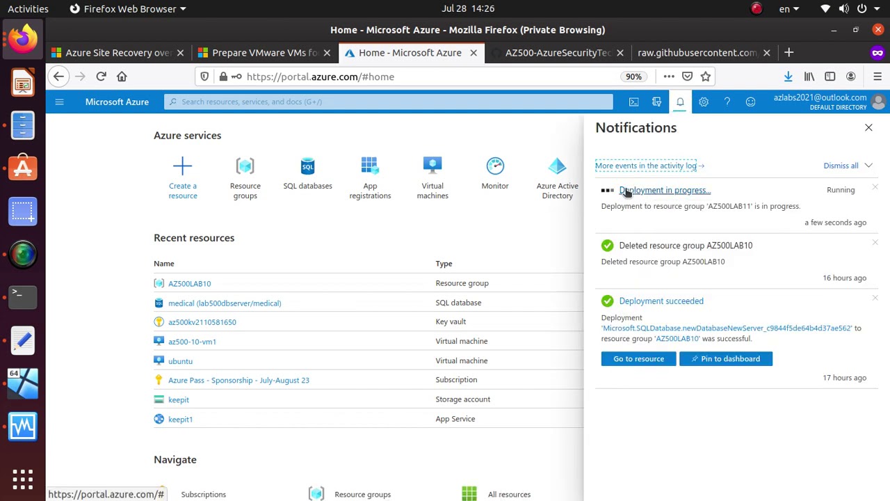 AZ 500 Lab 11: Securing Azure SQL Database -Advanced Data Security, Data Classification, auditing