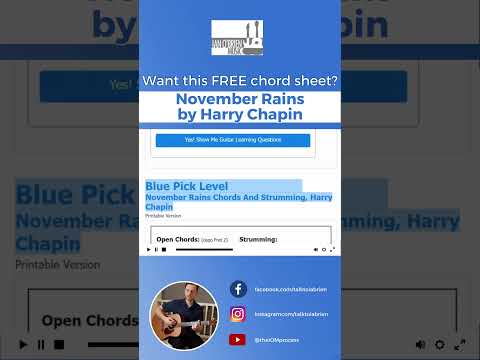 FREE CHORD SHEET - November Rains by Harry Chapin | Ian O'Brien