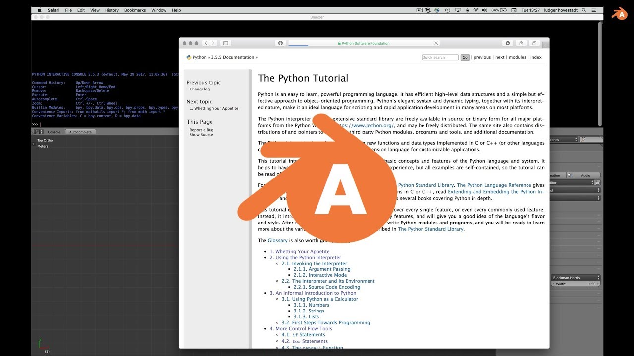 T07 blender python 1  :  how to use the python console