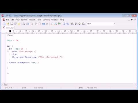 Learn Beginner PHP Tutorial 186 try throw catch - Mind Luster