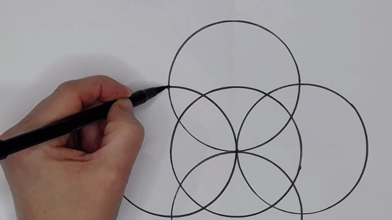 How to draw 5-circle Islamic pattern | Primary school art | Kids art with markers