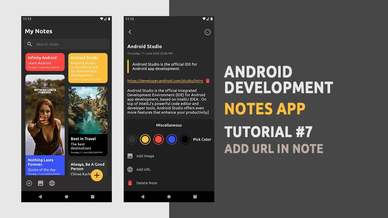 Android Development | Notes App | Tutorial #7 | Add URL In Note | Android Studio