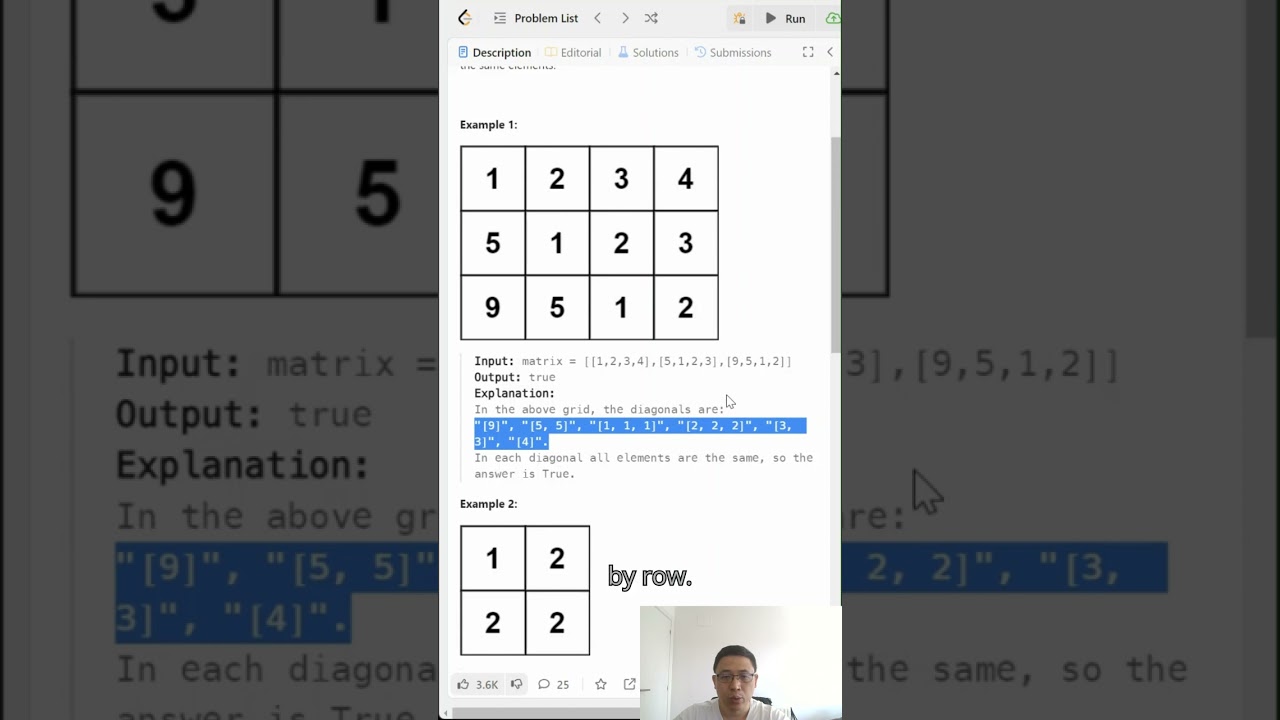 Toeplitz Matrix | #shorts | #leetcode 766 | #algorithm #computerscience
