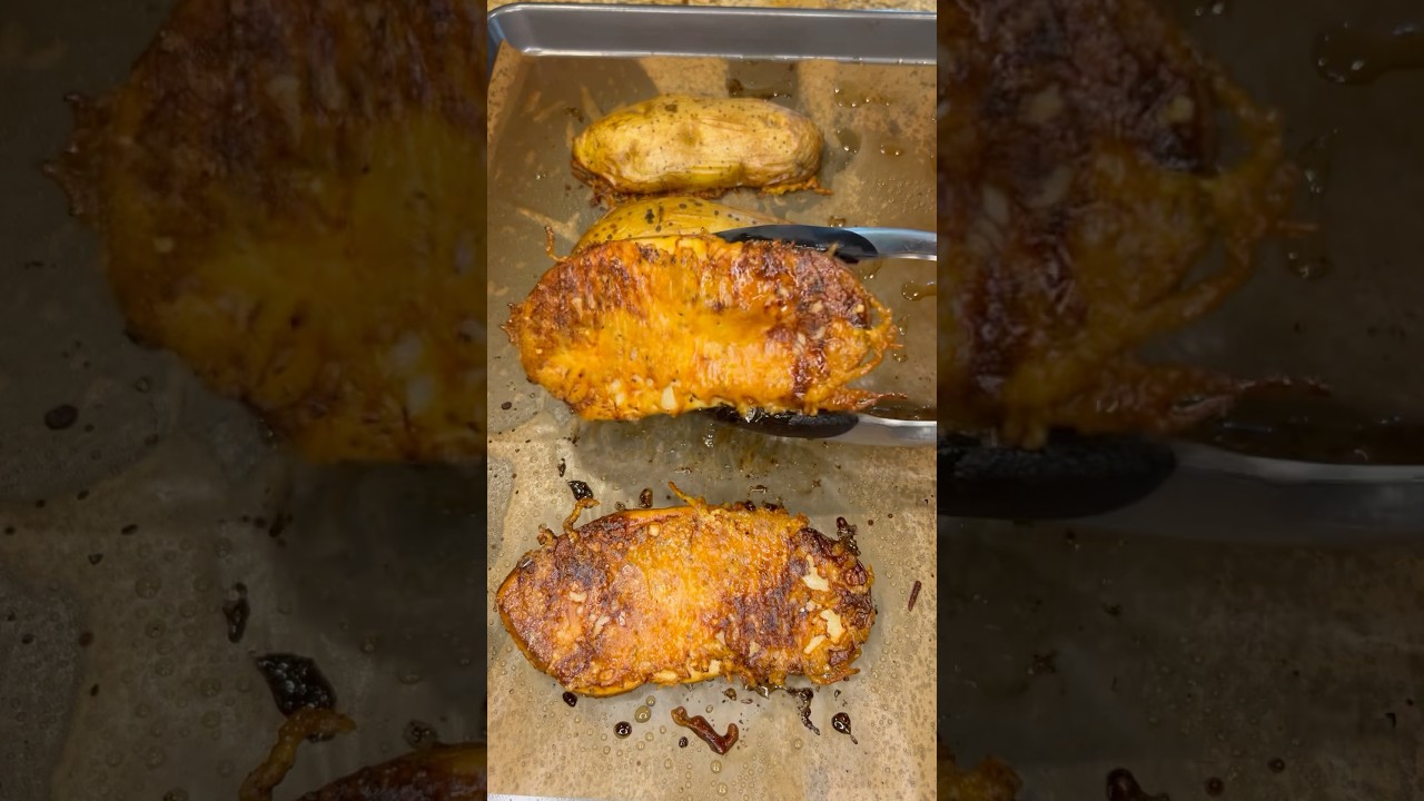 CRISPY BAKED POTATO HALVES! #potatoes #potatorecipe #bakedpotato #baking #recipe #delicious #tasty