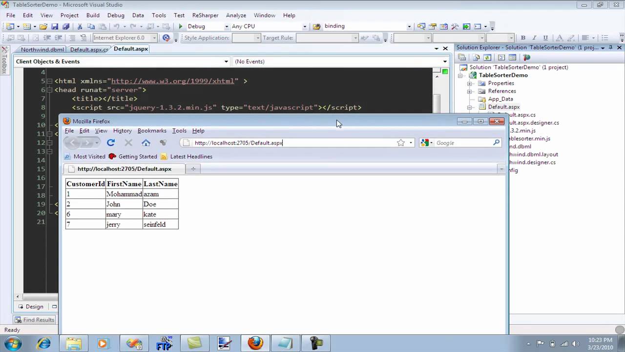 Using JQuery TableSorter Plug-in to Sort GridView Columns