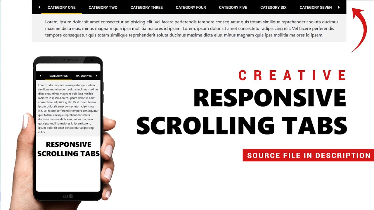 HOW TO CREATE RESPONSIVE SCROLLING TABS USING HTML, CSS & JAVASCRIPT | CREATIVE SCROLLING TABS