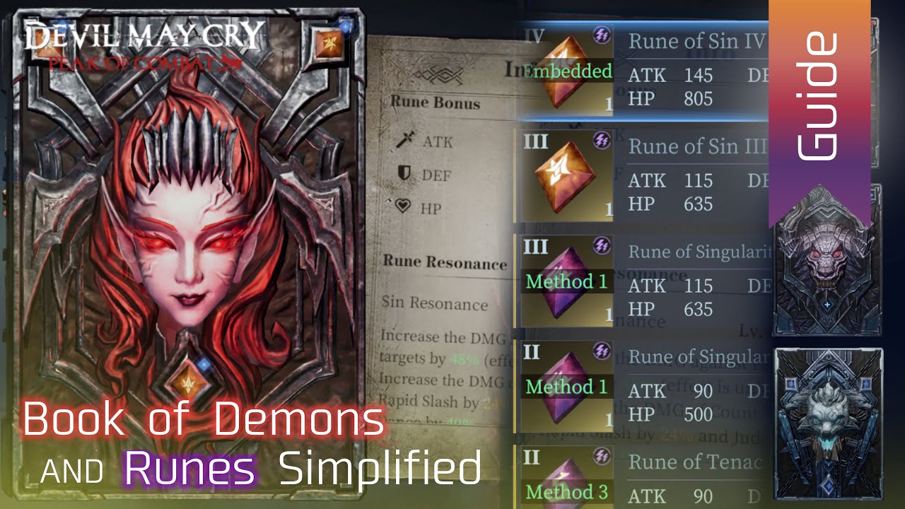 Devil May Cry: Peak of Combat - Simplified Guide to the Book of Demons and Runes
