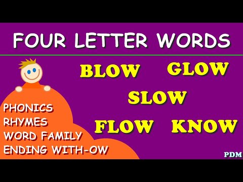 Phonics | Four Letter Words Ending with OW | 4 Letter Words | English Phonics-OW| Family Words - OW