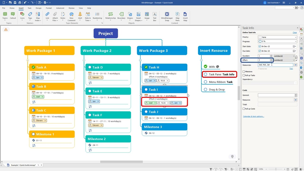 Enhance task management with MindManager: Adding resources to your tasks