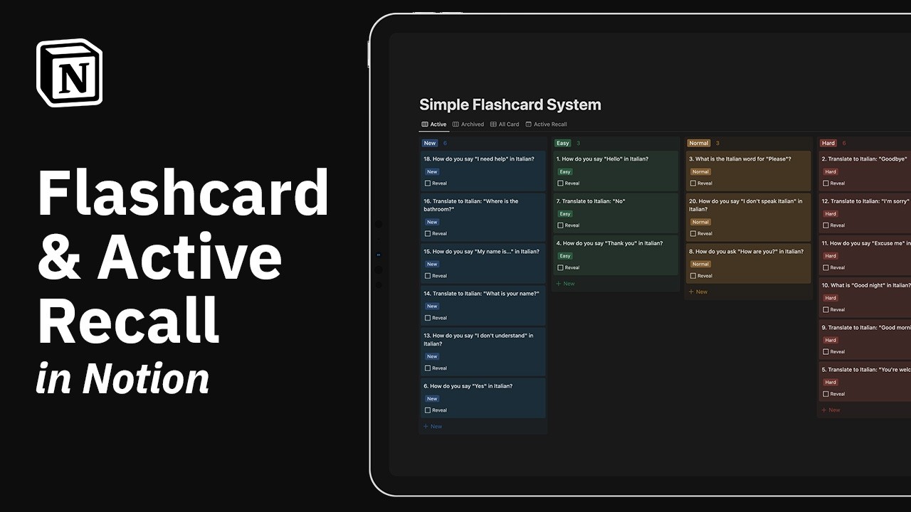 How to Make Flashcard in Notion - Tutorial (Active Recall, Spaced Repetition Notion Free Template)