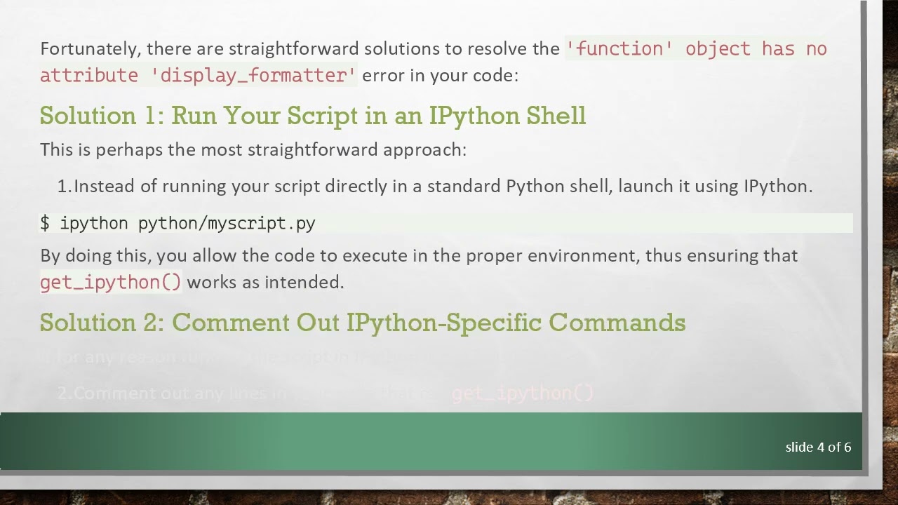 Resolving the 'function' object has no attribute 'display_formatter' Error in Python