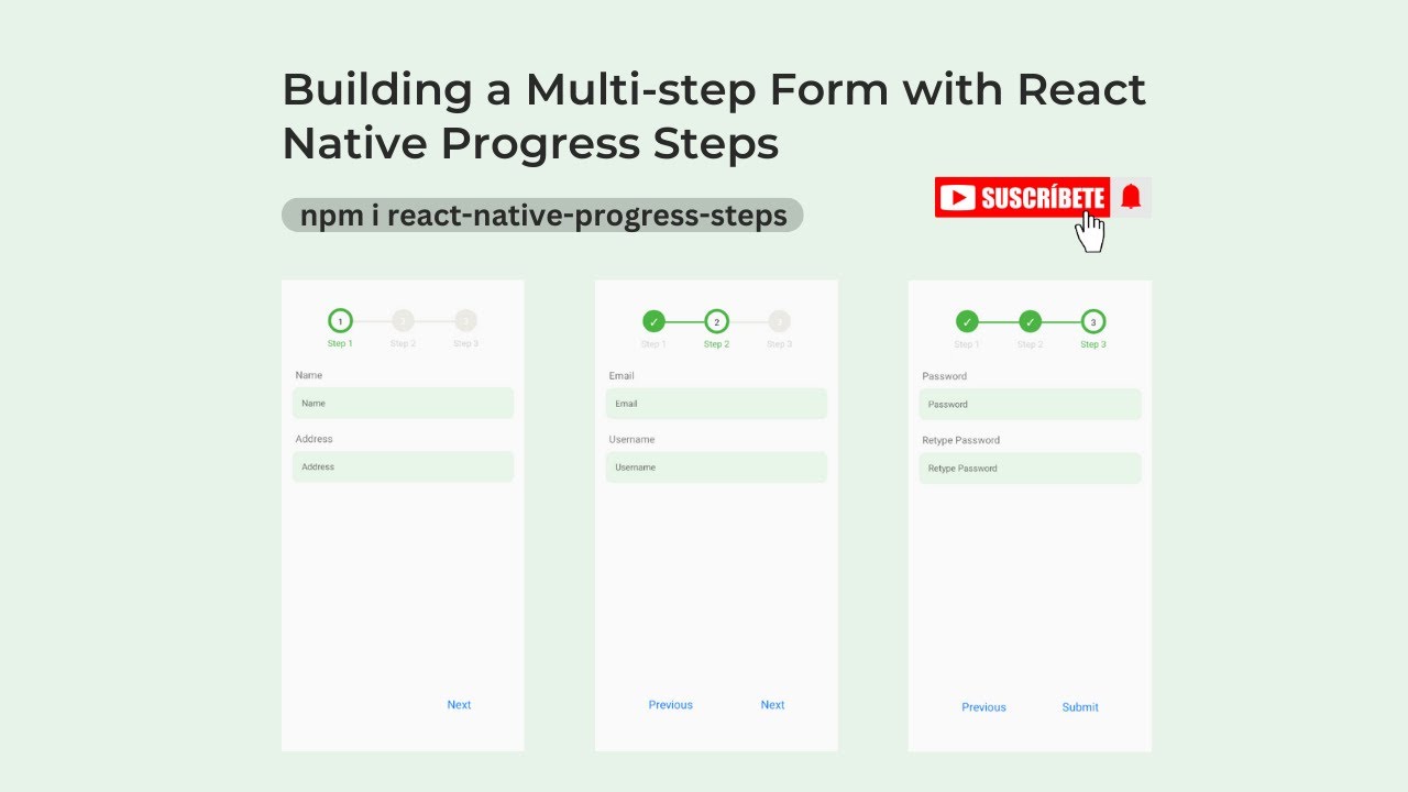 Building a Multi-step Form with React Native Progress Steps |npm install react-native-progress-steps