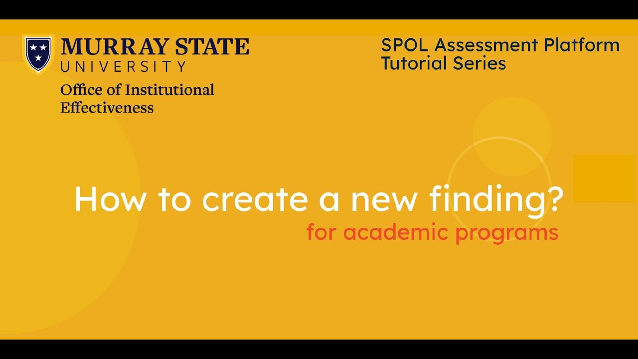Creating a new finding for academic programs