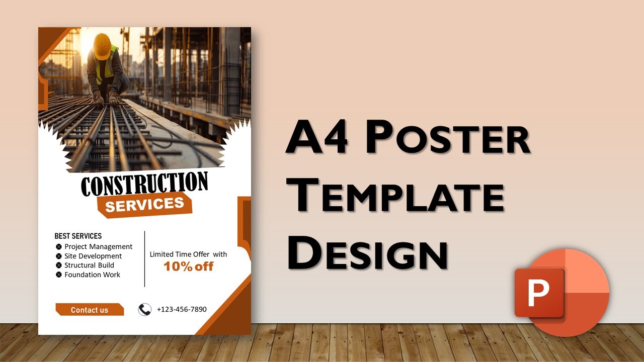 Construction Services Poster Template Design in PowerPoint
