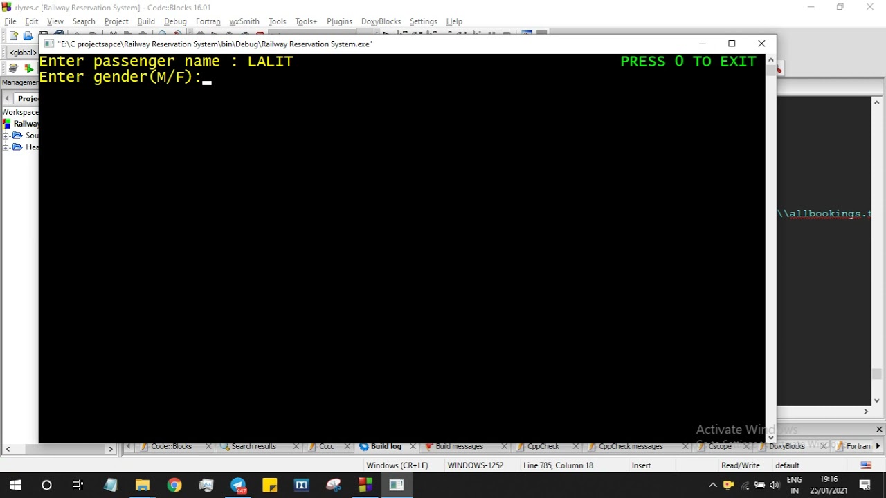 C programming in  completed a little project Railway Reservation Systems..