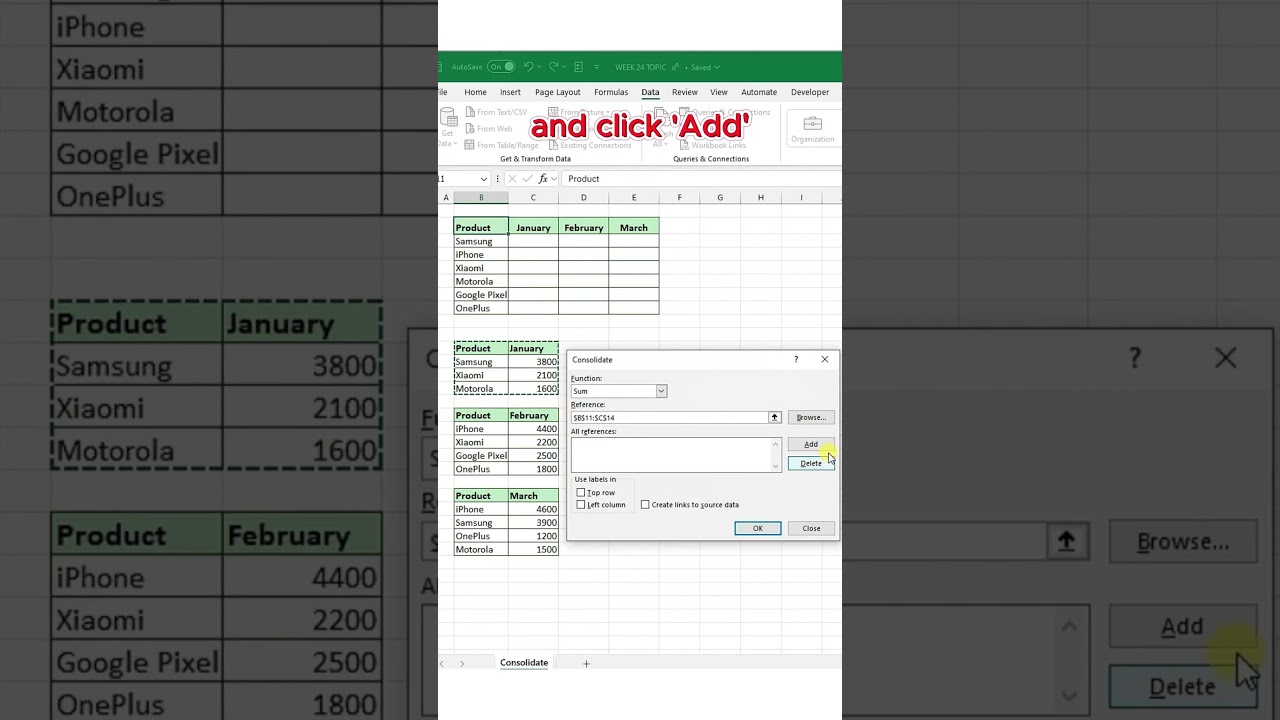 Quick Way to Consolidate Data in Excel