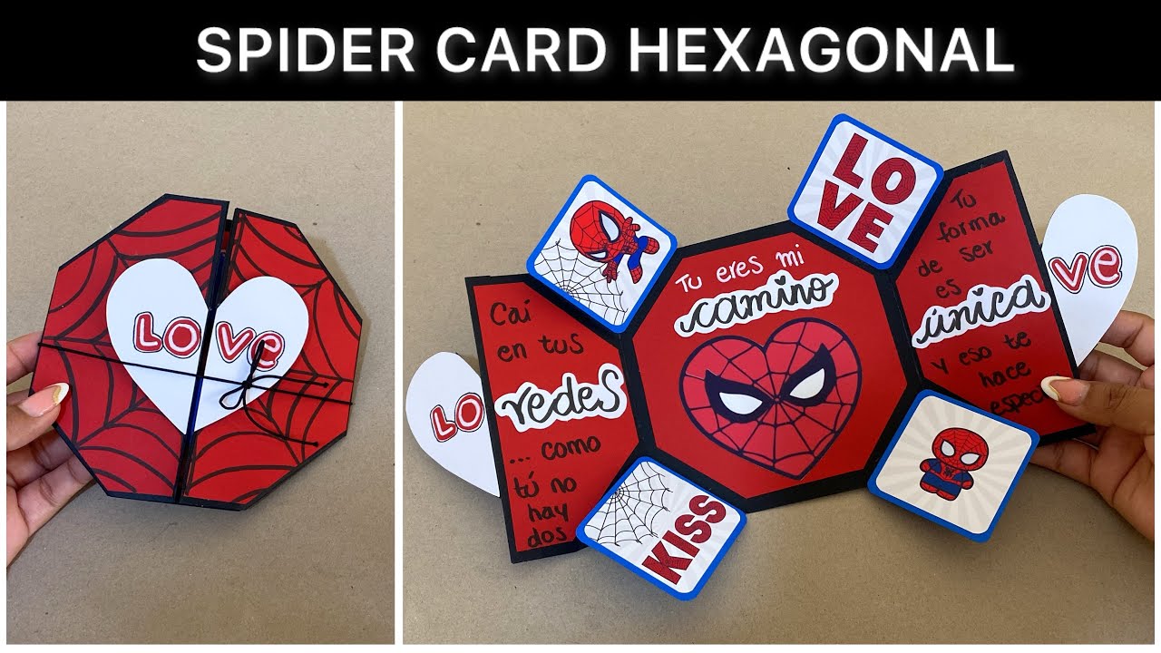 Tarjeta Spider card HEXAGONAL | Carta expandible para mi novio (a) | Regala Siempre Amor