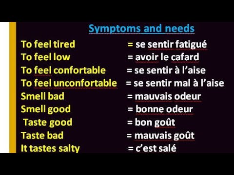 Exprimer Les symptoms de maladie, Les douleur, Les besoins en Anglais!