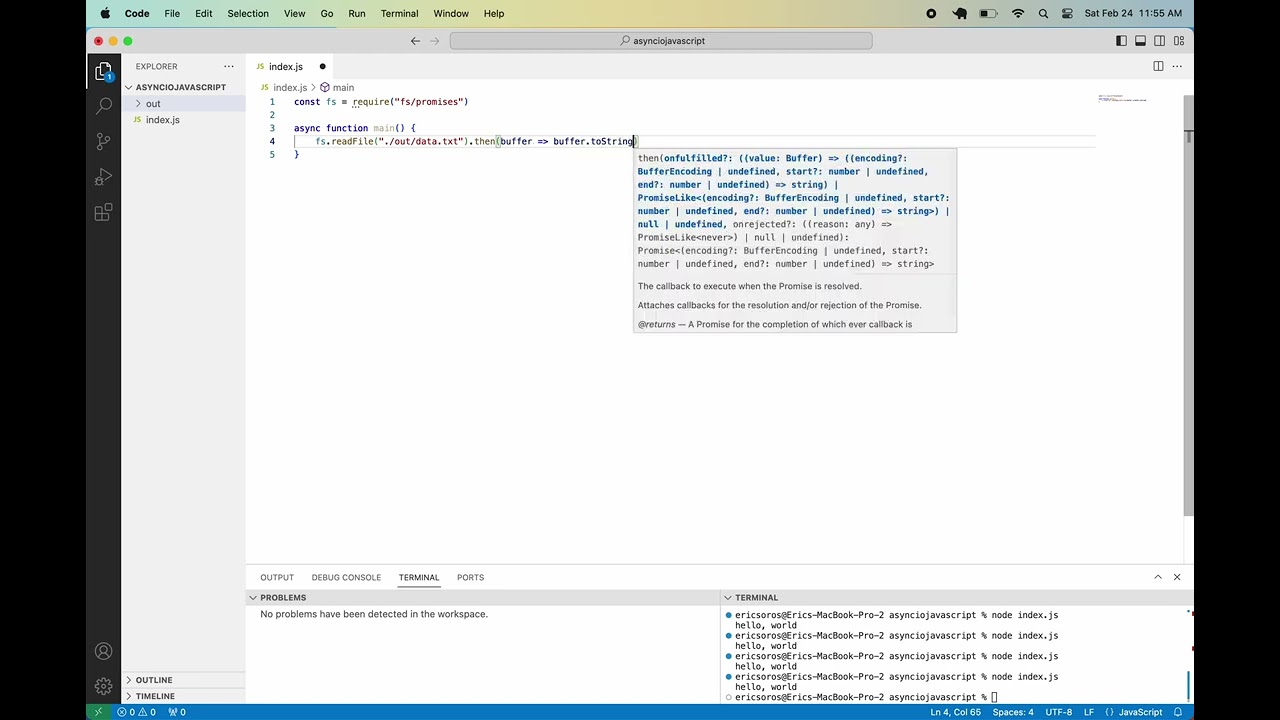 Asynchronous File IO using Node JS