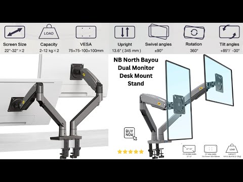 NB North Bayou Dual Monitor Desk Mount Stand Full Motion Swivel Computer Monitor Arm Fits 2 Screen