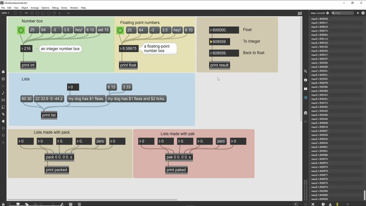 Max Tutorials | Max Basic Tutorial 3 Numbers and Lists | Your First Steps into the World of Max MSP