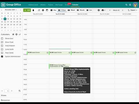 Group-Office online video meeting with Jitsi Meet