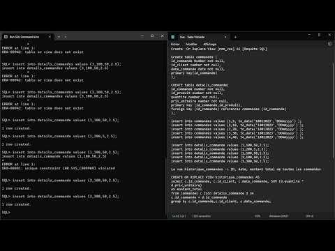 SGBD : Les objets ( vue - synonyme - sèquence - Index )