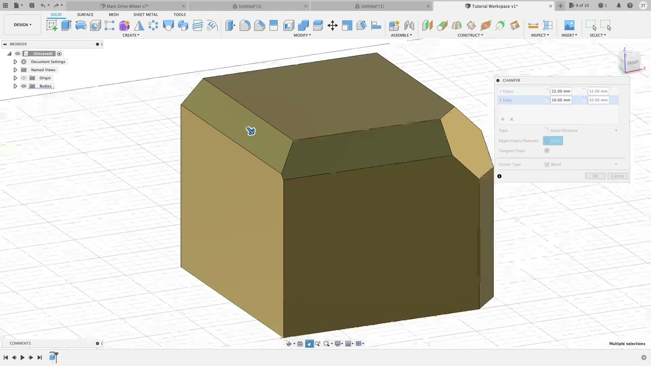 Fusion360 3D Part.13 (3D Solid Chamfer). The absolute beginner tutorial help series.