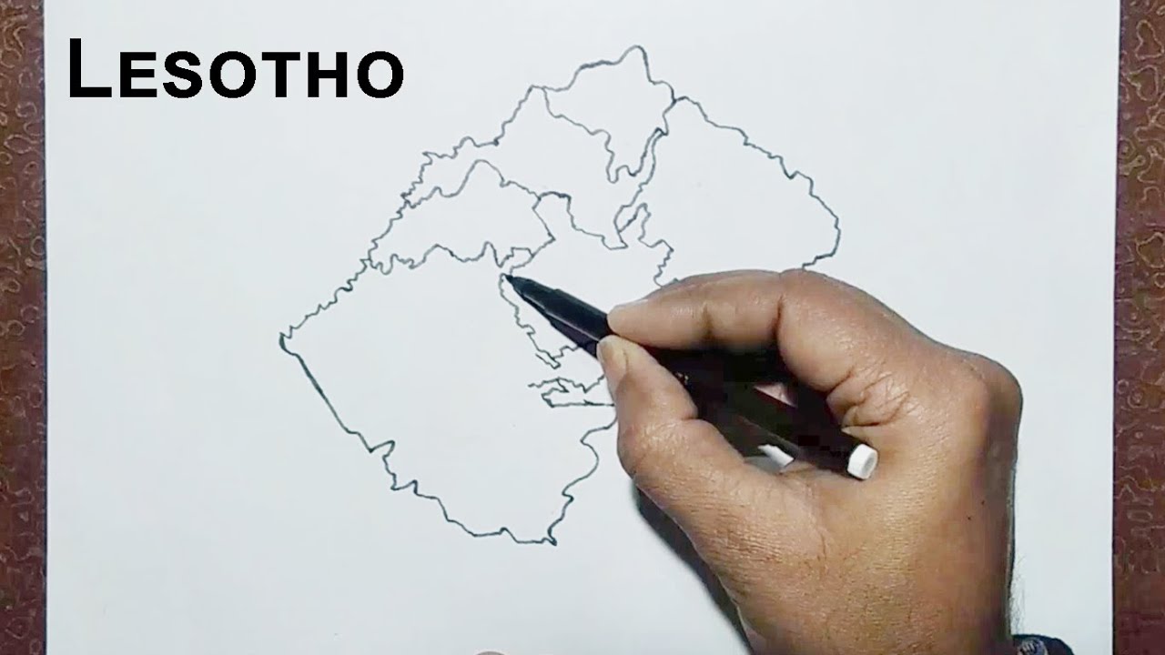 How to draw Lesotho map || Lesotho outline map with provinces