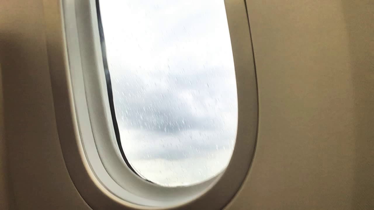 Magic Color-Changing window in an airplane