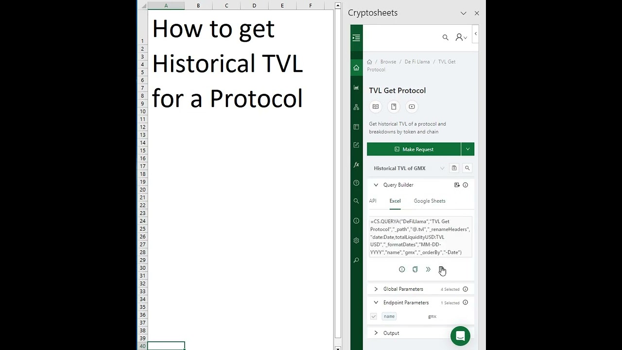Get DeFiLlama data in Excel and Google Sheets - TVL Get Protocol