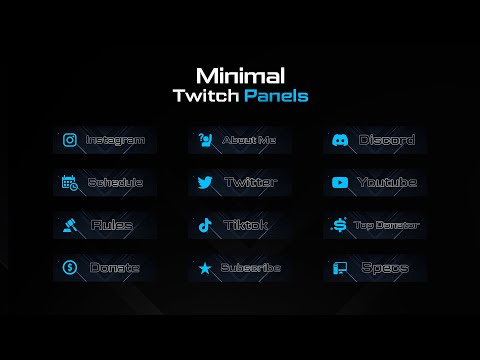 Modern Twitch Panels Template || Black and Blue Twitch Panels Pack