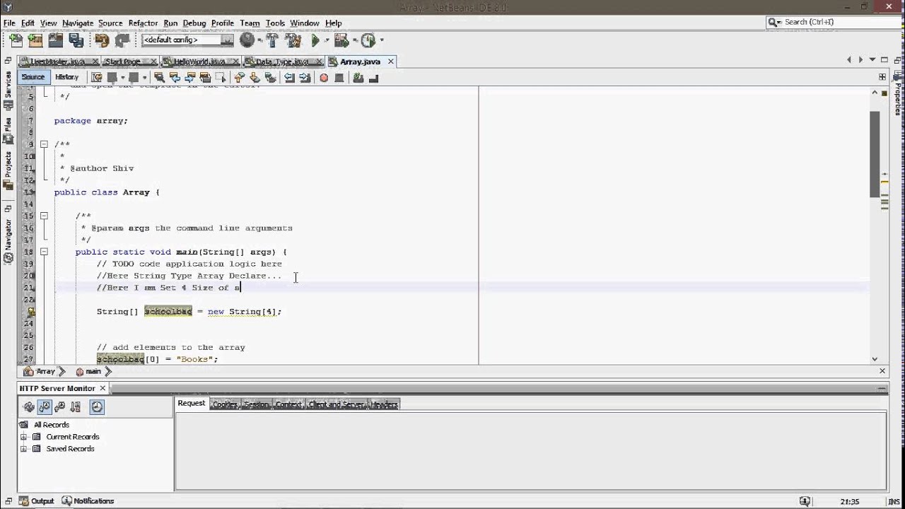 JAVA Array Demo In NetBeans