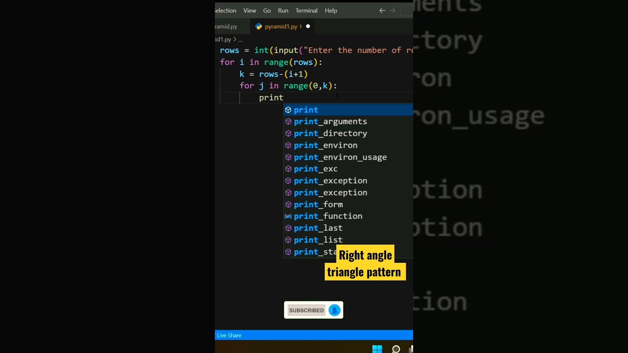 Try out this Right angle triangle pattern in Python || #shorts #python #coding
