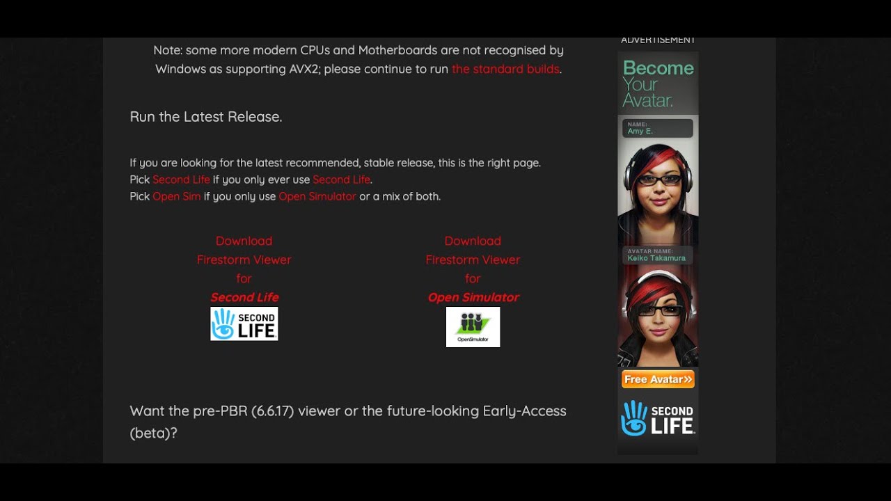 SSCRPG Downloading the Newest PBR Firestorm Viewer Tutorial (JAN 2025)