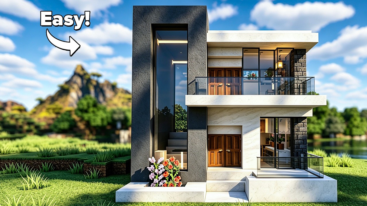 10 Minute Modern House with Full Interior - Minecraft Tutorial