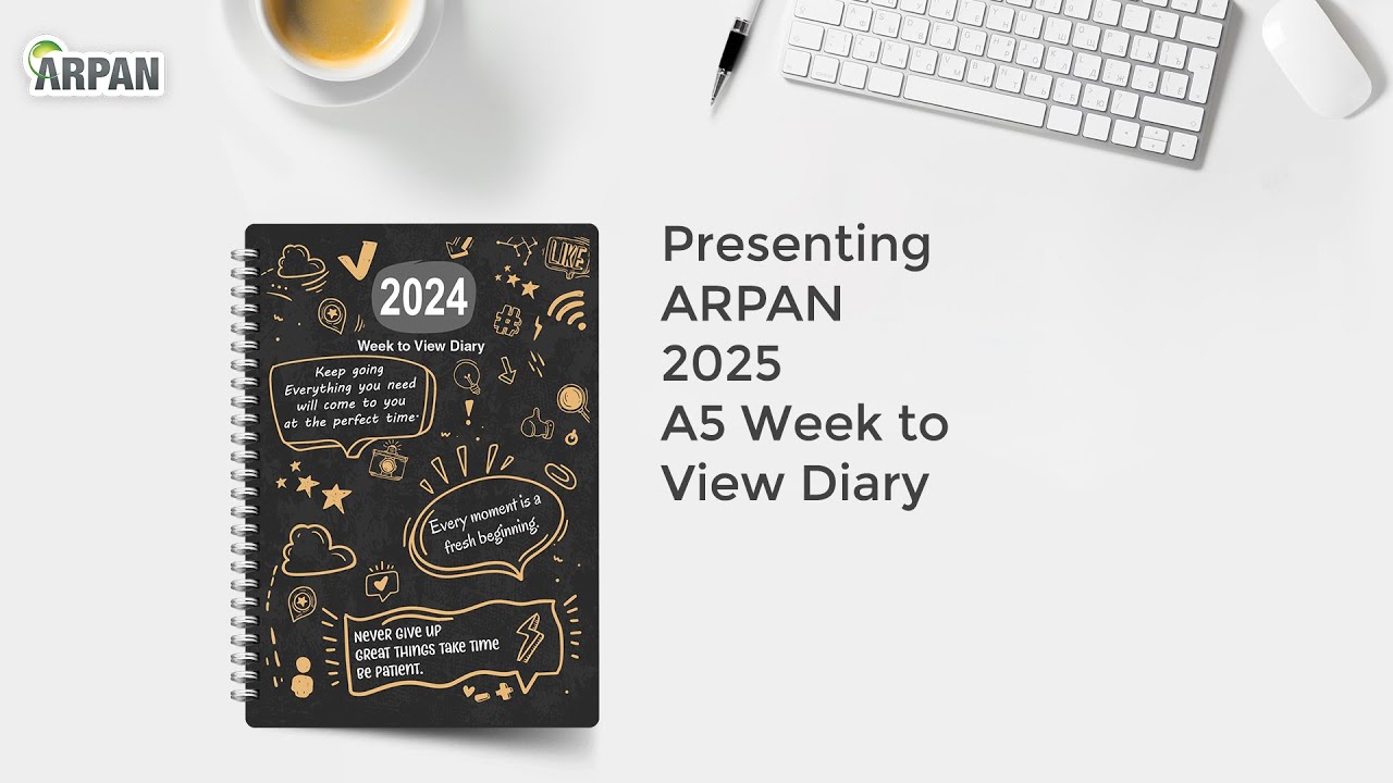 2025 Week to View Diary, Stunning Slogan Art A5 Weekly, Monthly Planner Hardback Cover ST-2067
