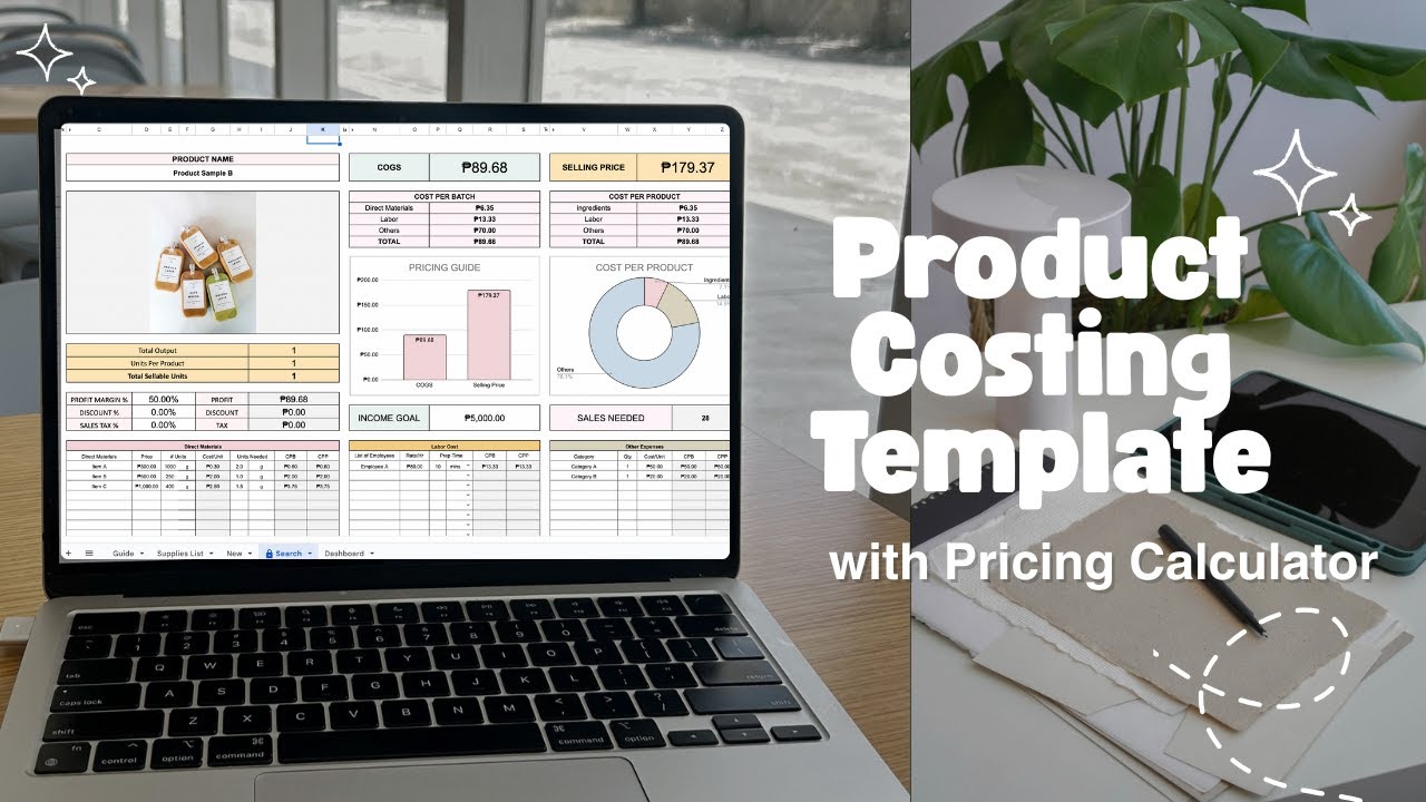 Product Costing , Recipe Costing, Pricing Calculator ( Google Sheets )