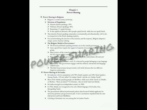Class 10th CBSE ( POLITICAL SCIENCE ) Chapter - 1 " POWER SHARING " Notes...