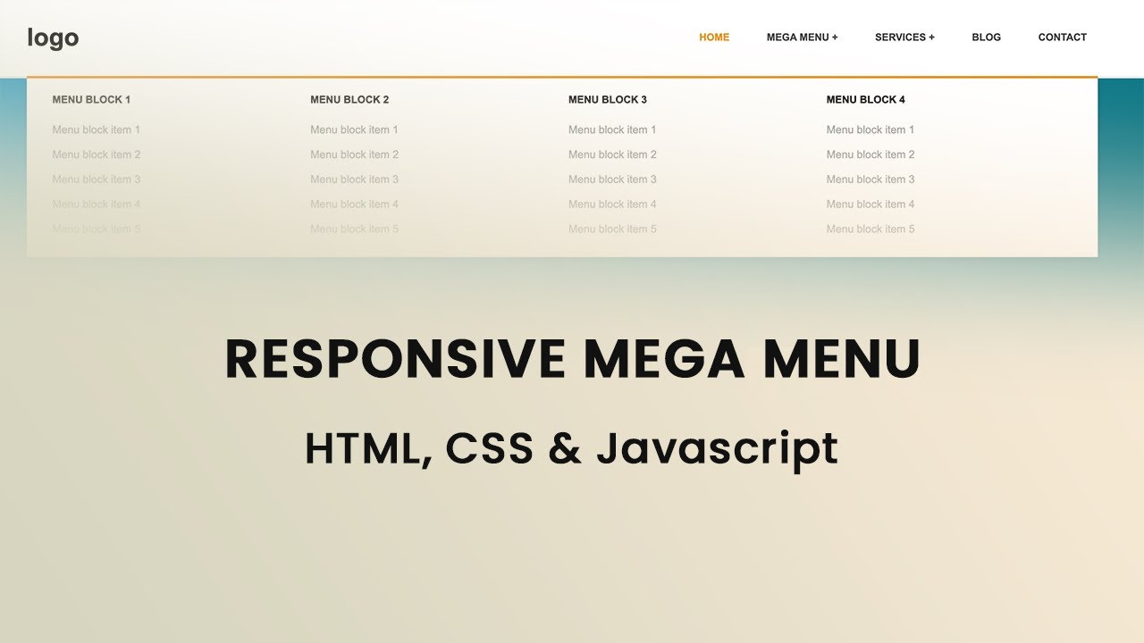 Create a Mega Menu & Dropdown Menu Navigation | HTML, CSS, Javascript | Responsive Navigation Menu
