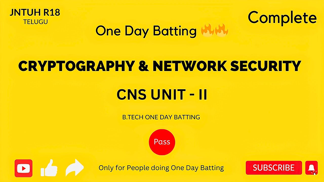 CNS UNIT - 2 |Block Cipher, DES, AES, Blowfish, RC5,IDEA,RC4,RSA,Elgamal,Knapsack| JNTUH #r18 #r22