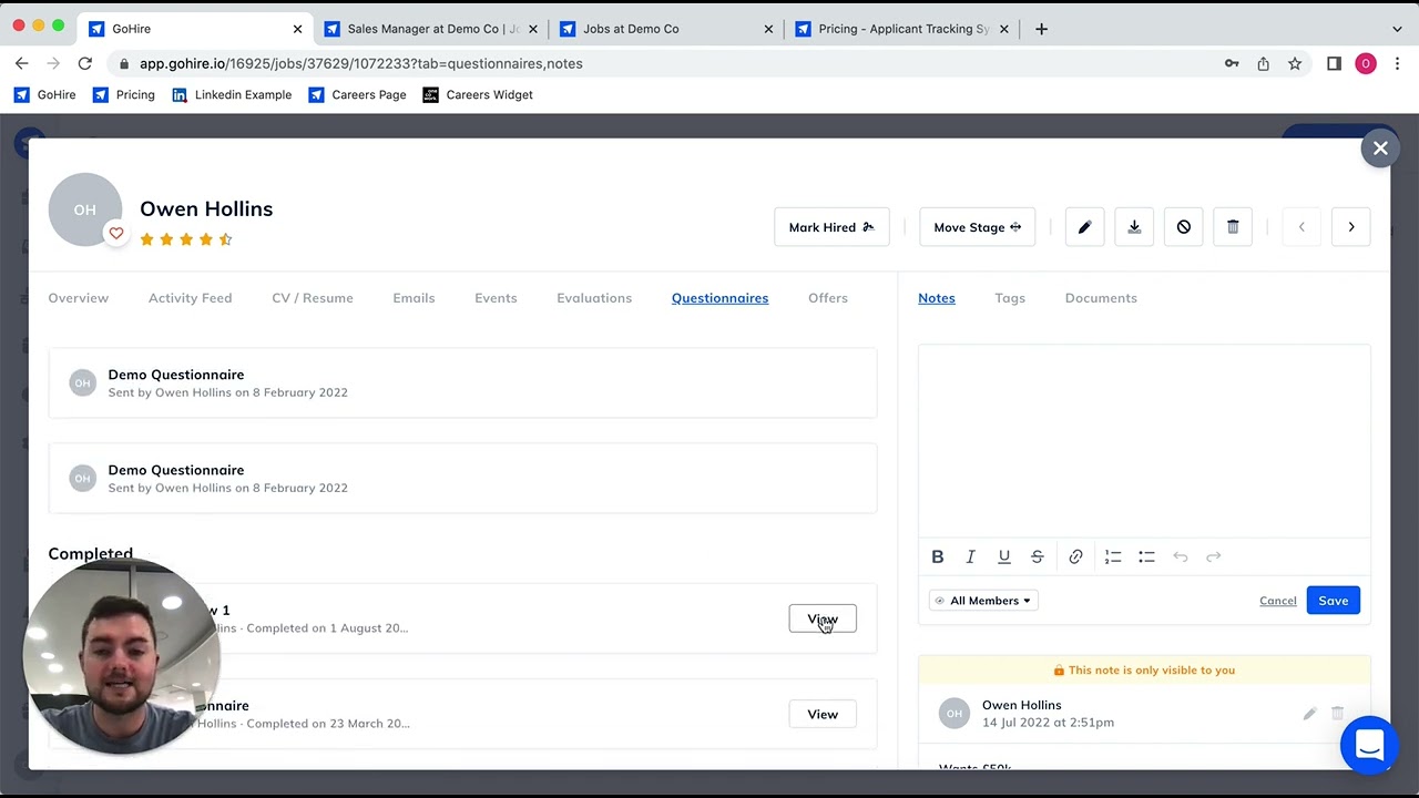 GoHire Product Tour - Recruitment Software