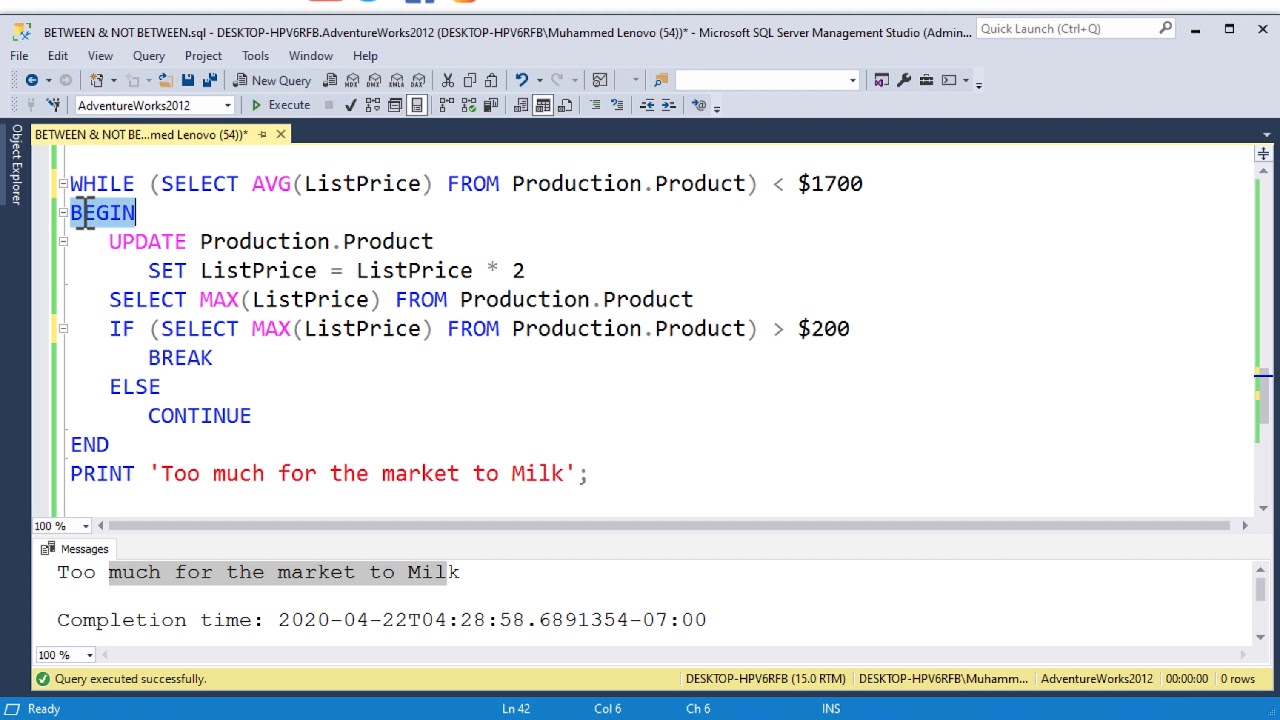50   WHILE Loop   Microsoft  SQL Server