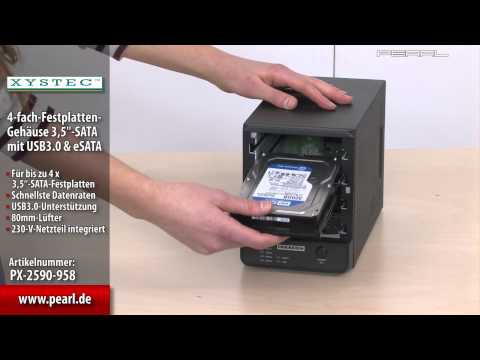 Xystec 4-fach-Festplatten-Gehäuse 3,5"-SATA mit USB3.0 & eSATA