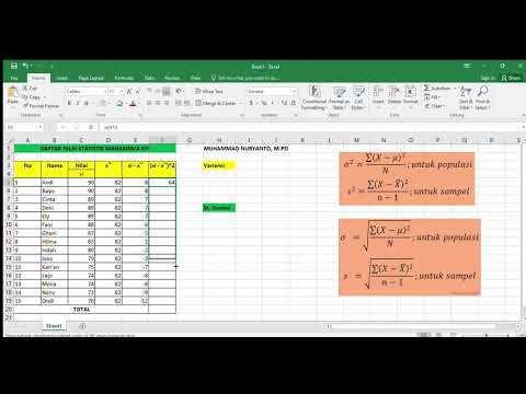MENCARI VARIANSI DAN STANDAR DEVIASI DENGAN MS. EXCEL (Data Tunggal)