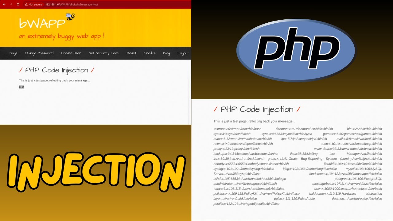 PHP Code Injection Attack on BWAPP
